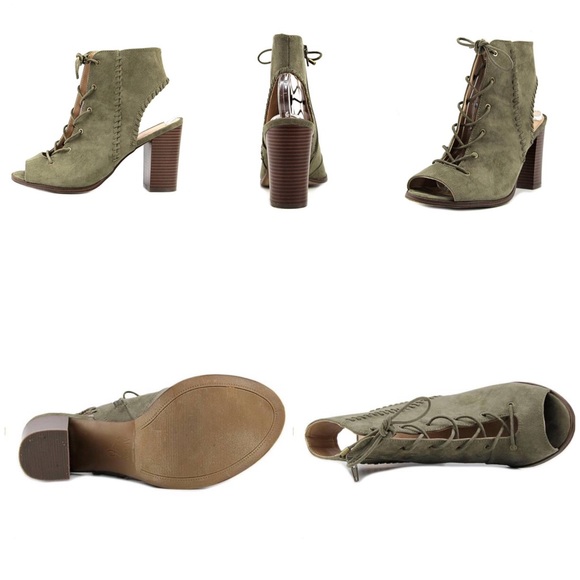 Mix No. 6 | Shoes | New Mix No 6 Camona Khakiteal Peep Toe Bootie ...